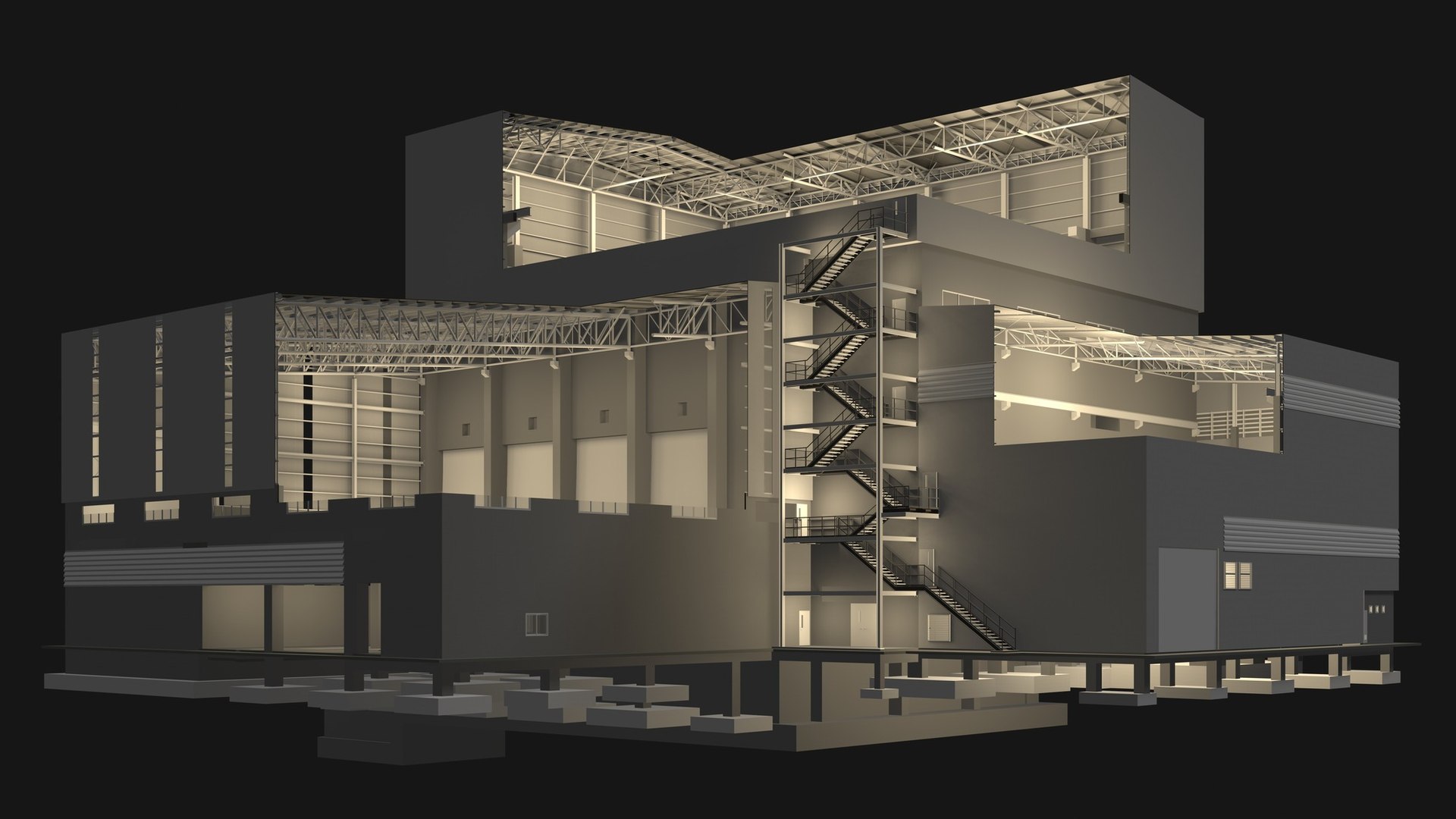 3D Building In Cutaway Section - TurboSquid 2389546