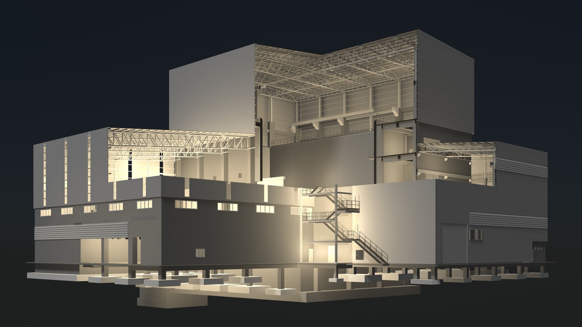 3D Building In Cutaway Section - TurboSquid 2389546