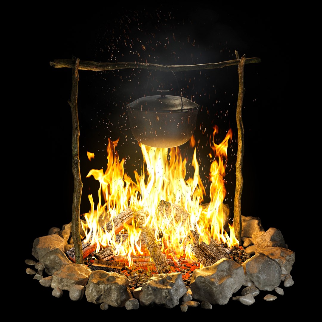 Bonfire With Pot 1 3D - TurboSquid 1878817