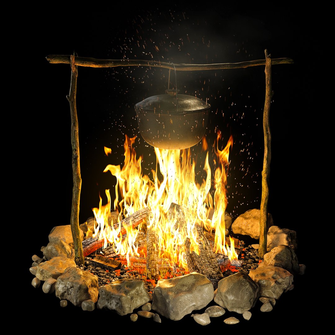 Bonfire With Pot 1 3D - TurboSquid 1878817
