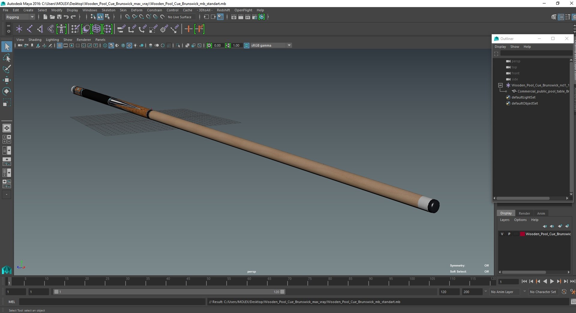 3D Wooden Pool Cue Brunswick - TurboSquid 2219450