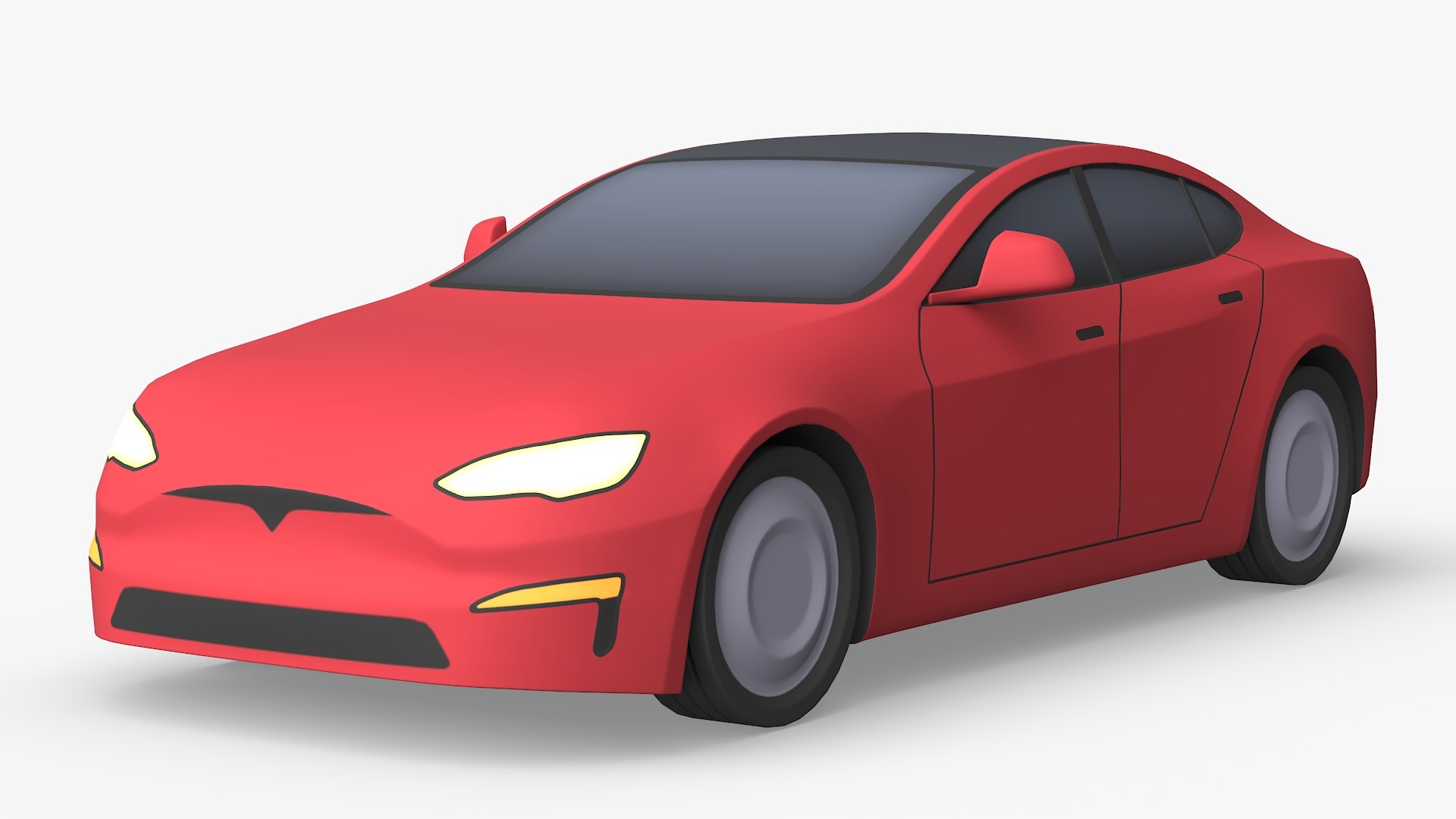 Cartoon Tesla Model S 3D Model - TurboSquid 2350634
