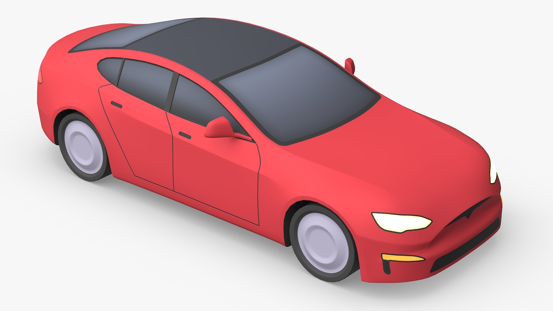 Cartoon Tesla Model S 3D Model - TurboSquid 2350634