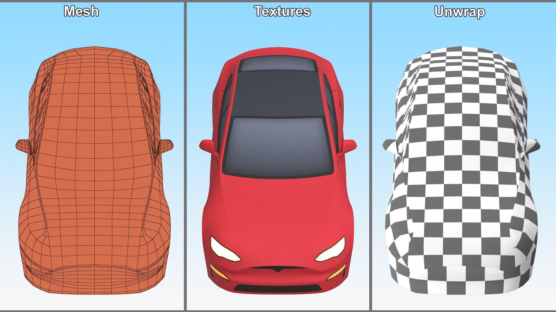 Cartoon Tesla Model S 3D Model - TurboSquid 2350634