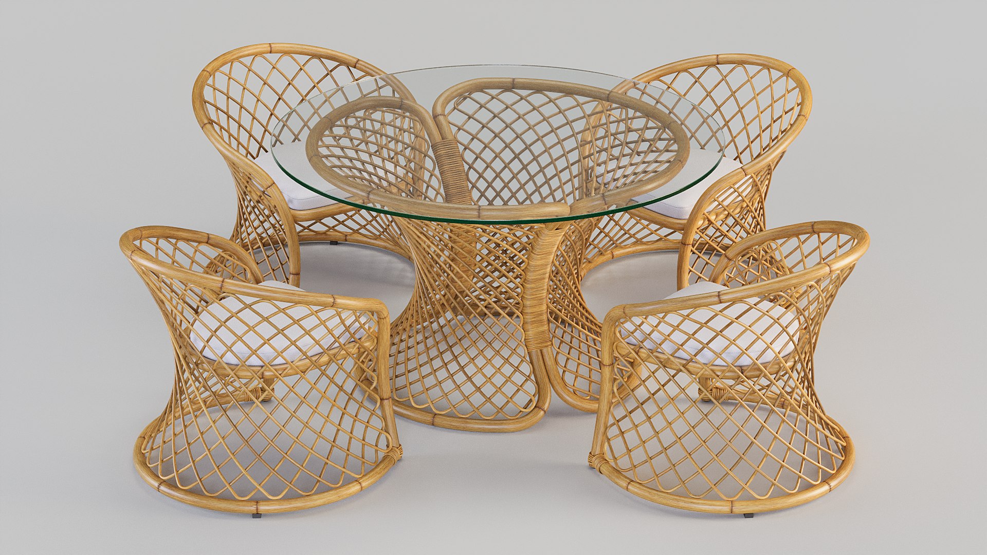 3d Model Elegant Rattan Chair Table