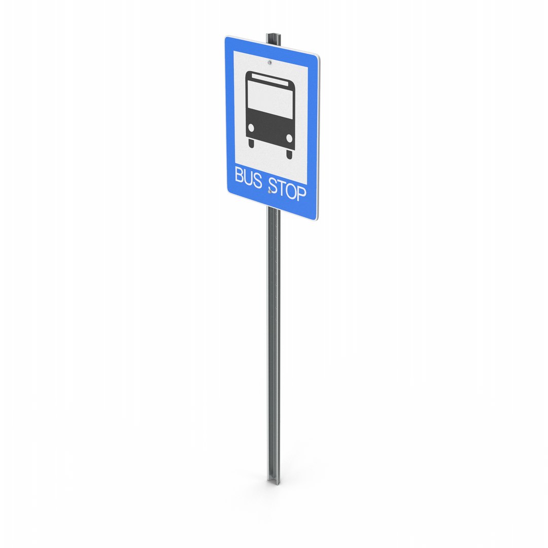 Road Sign Pole Bus Stop 3D Model - TurboSquid 2355864