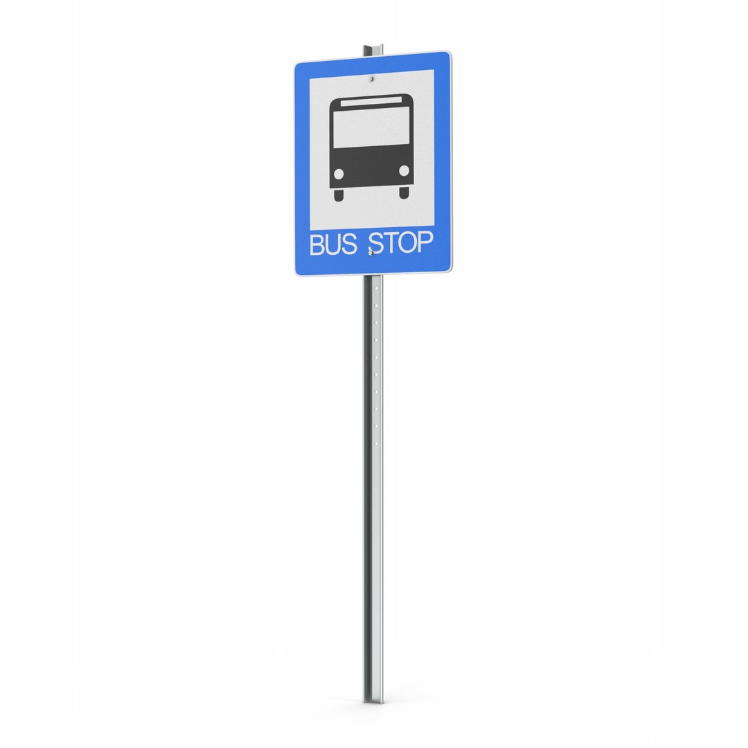 Road Sign Pole Bus Stop 3D Model - TurboSquid 2355864