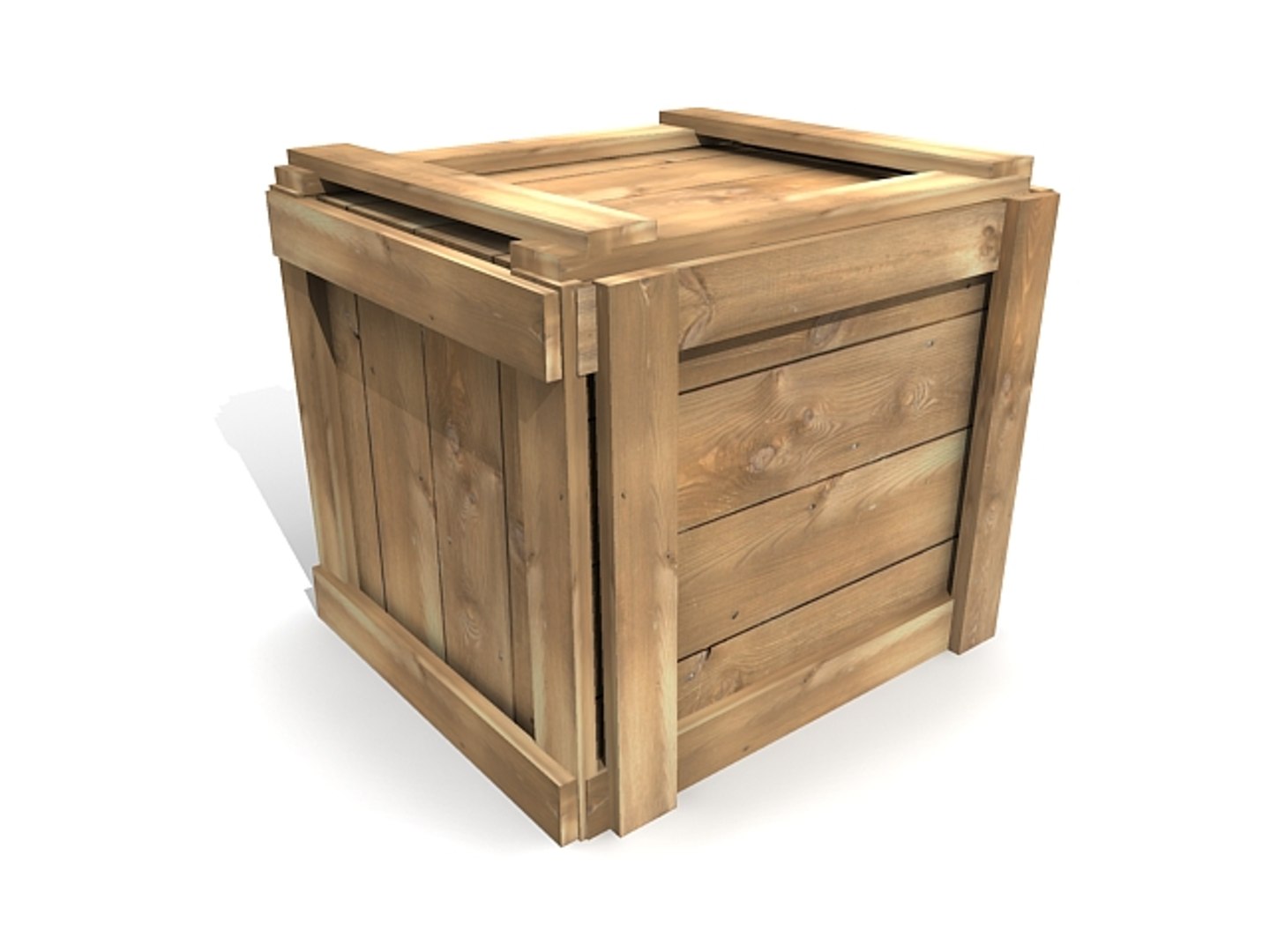 3d model simple wooden crate wood