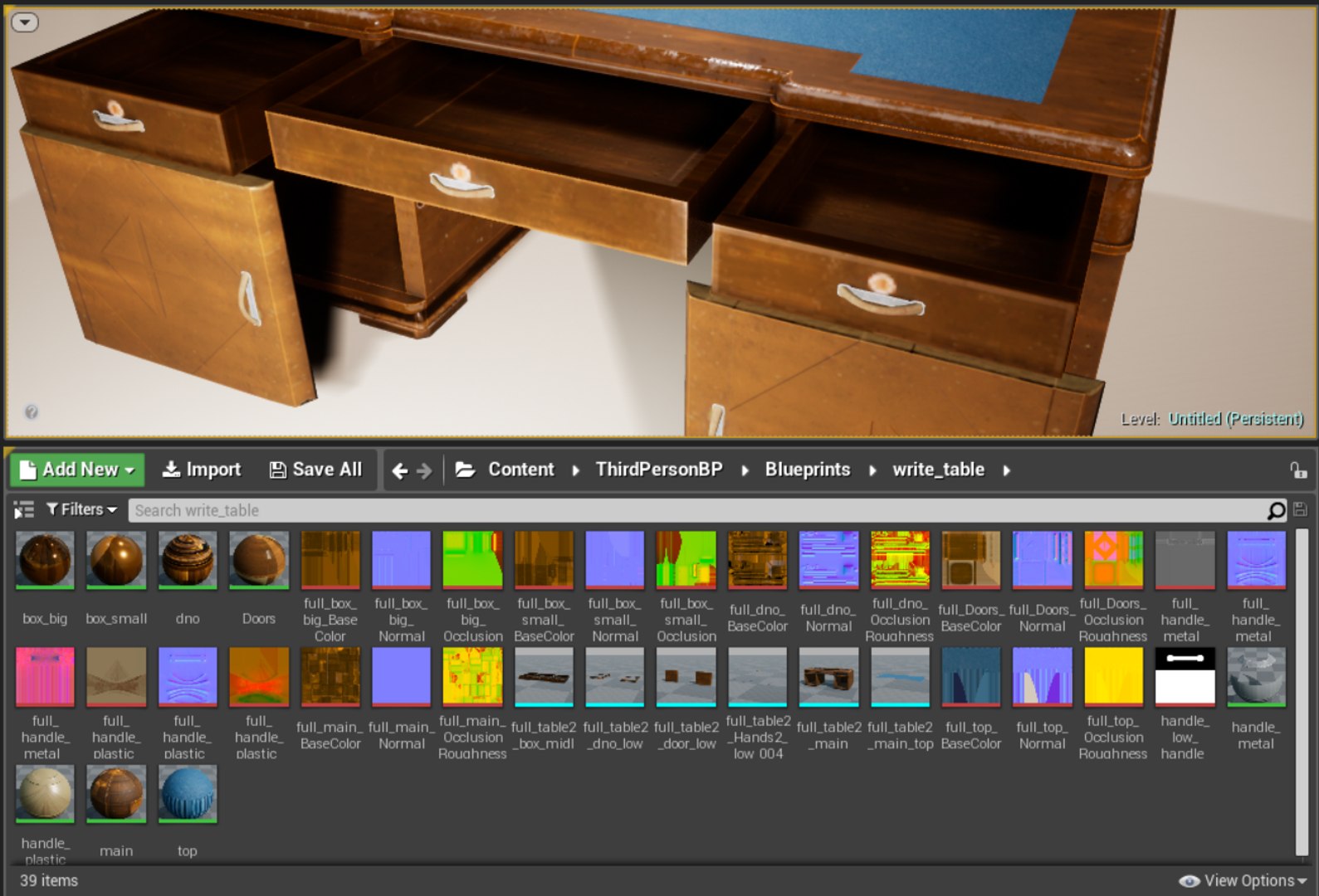 3D writing table - TurboSquid 1205045