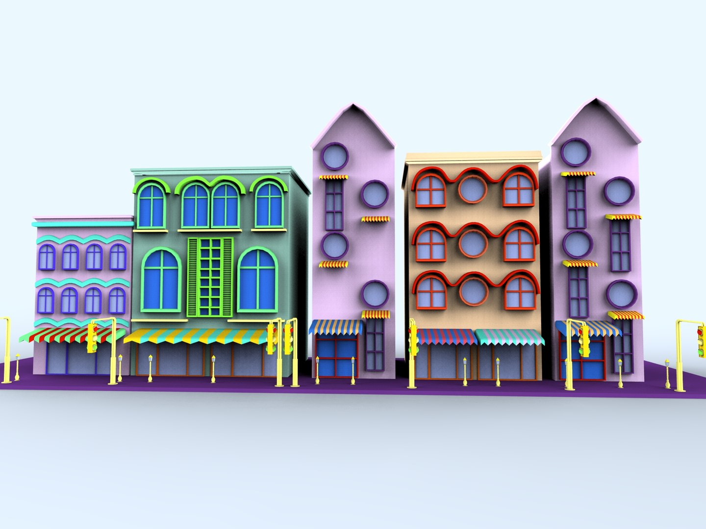 colorfull cartoon building 3d model