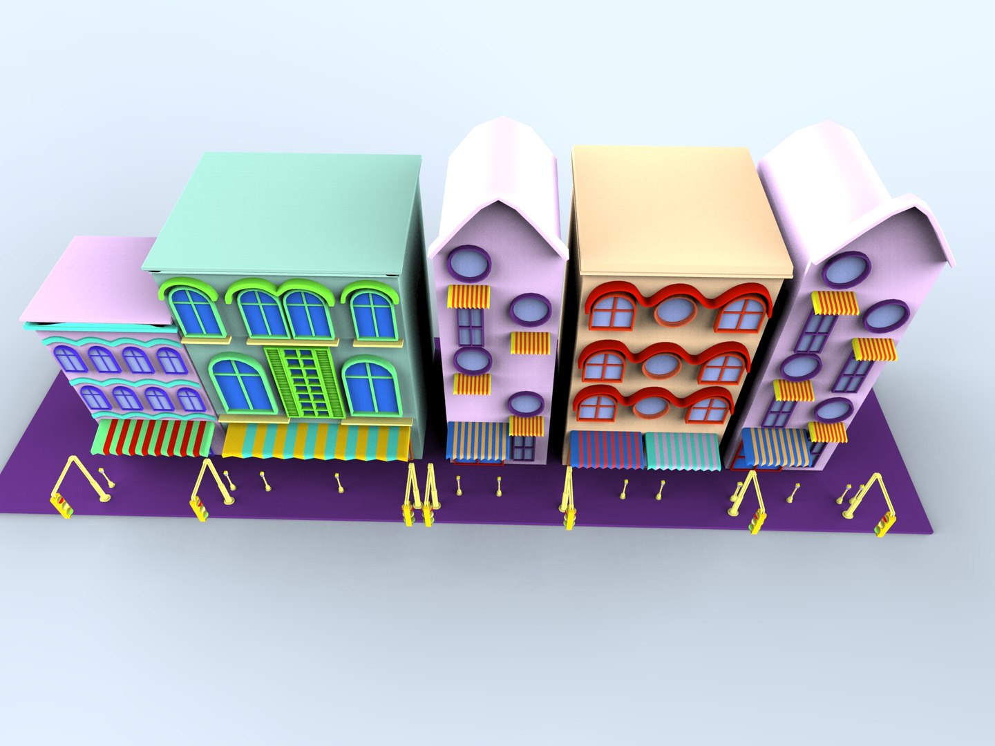colorfull cartoon building 3d model