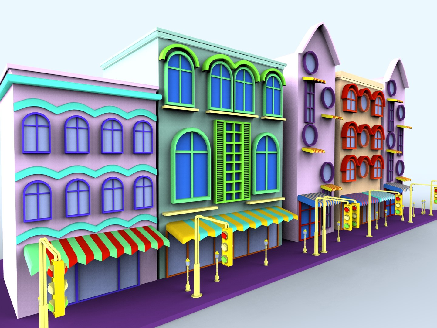 colorfull cartoon building 3d model