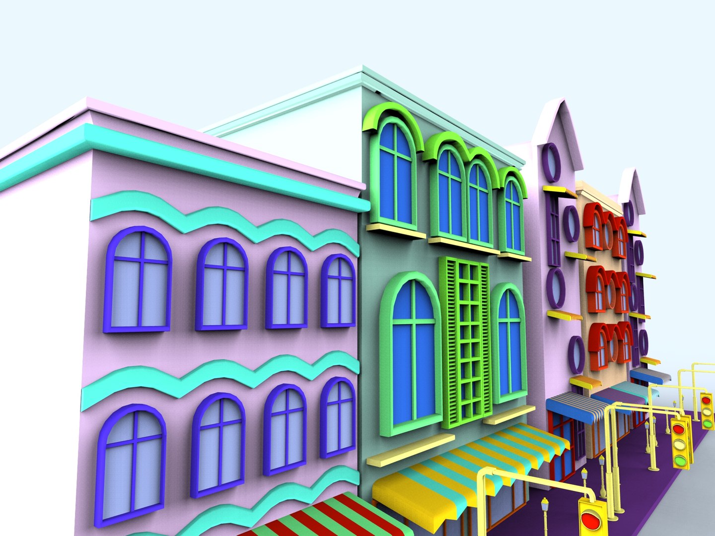 colorfull cartoon building 3d model