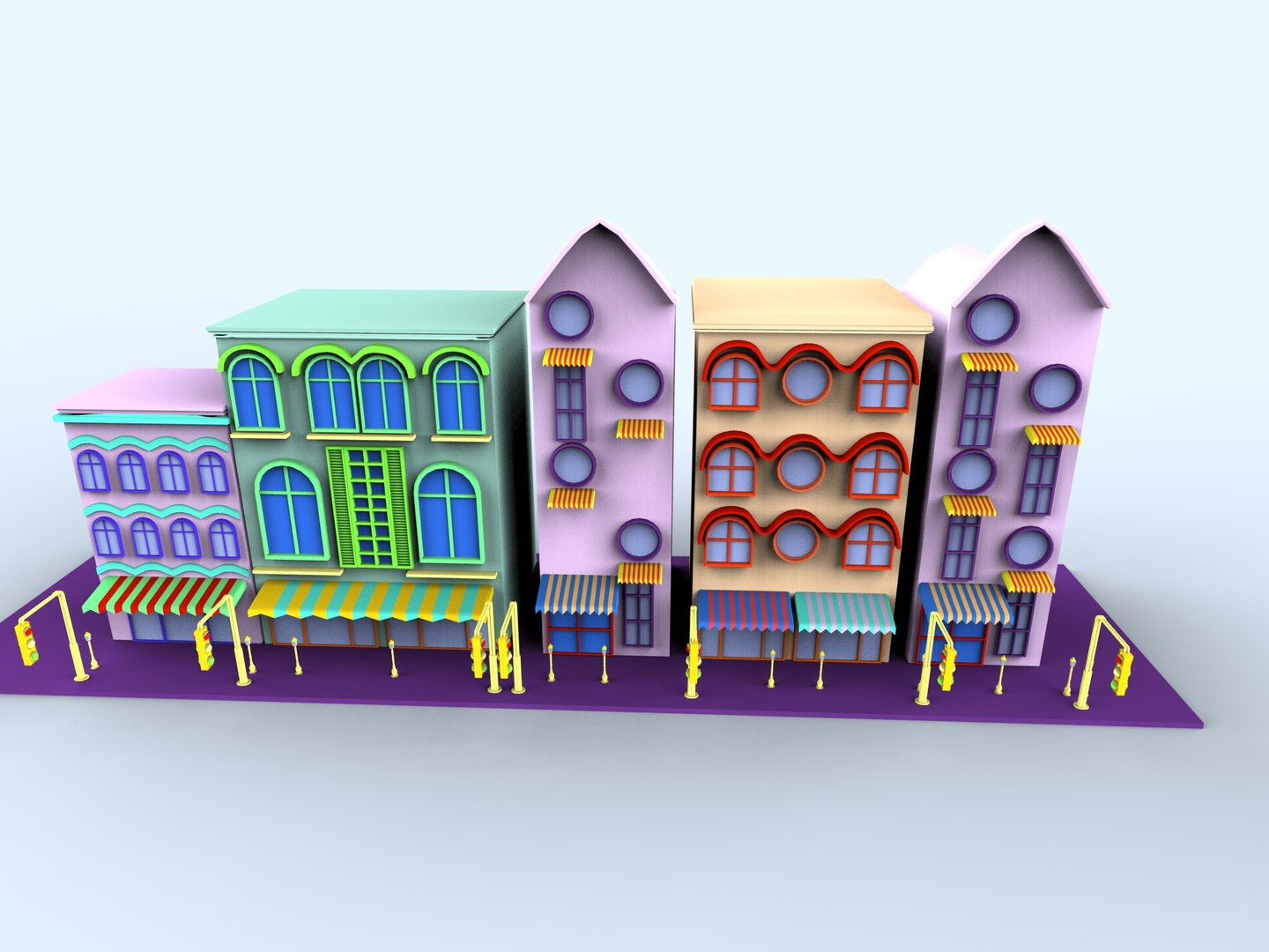 colorfull cartoon building 3d model