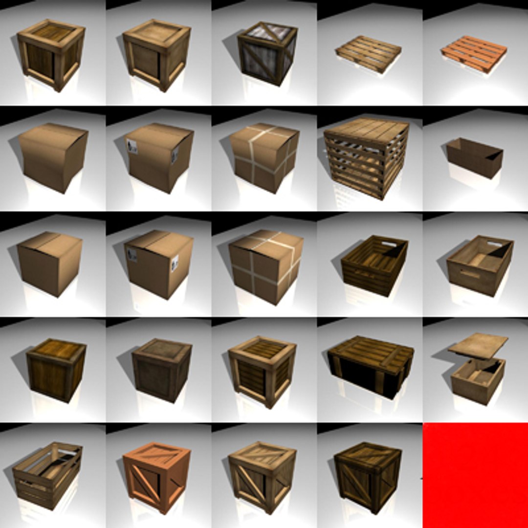 3d Model Crates Boxes