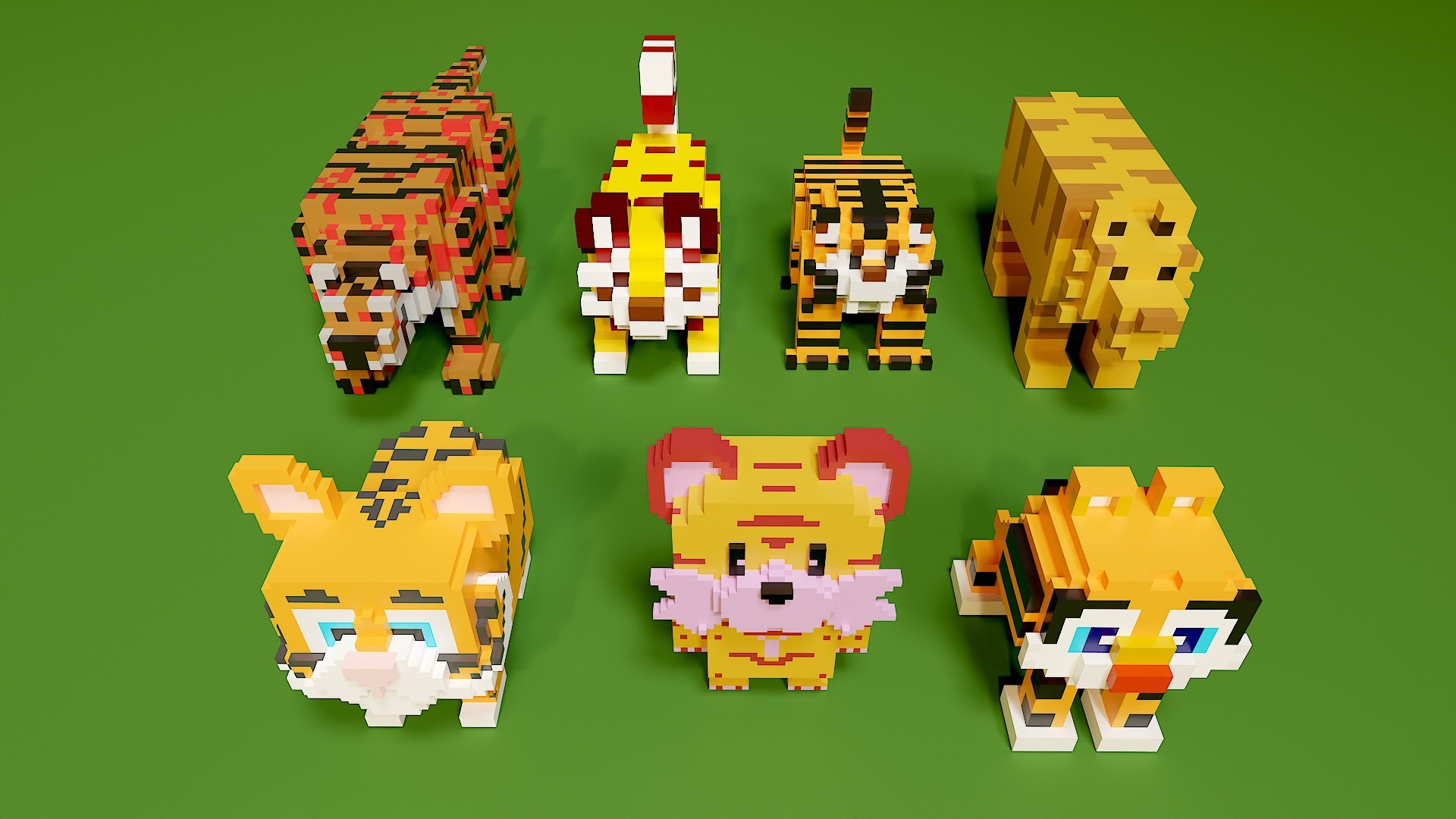 3D Tiger Voxel Art Pack 3d Model - TurboSquid 2182631