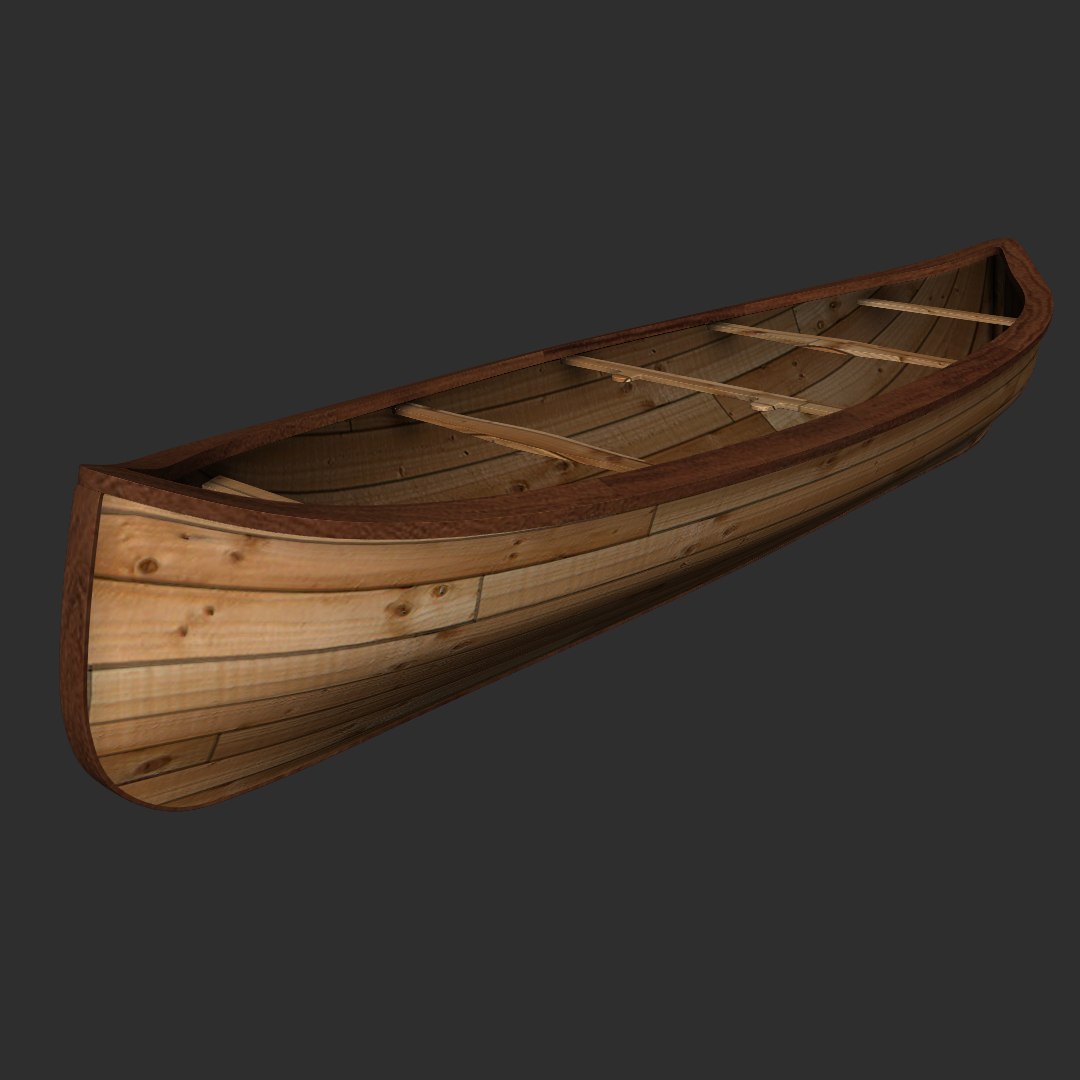 3d model wood canoe