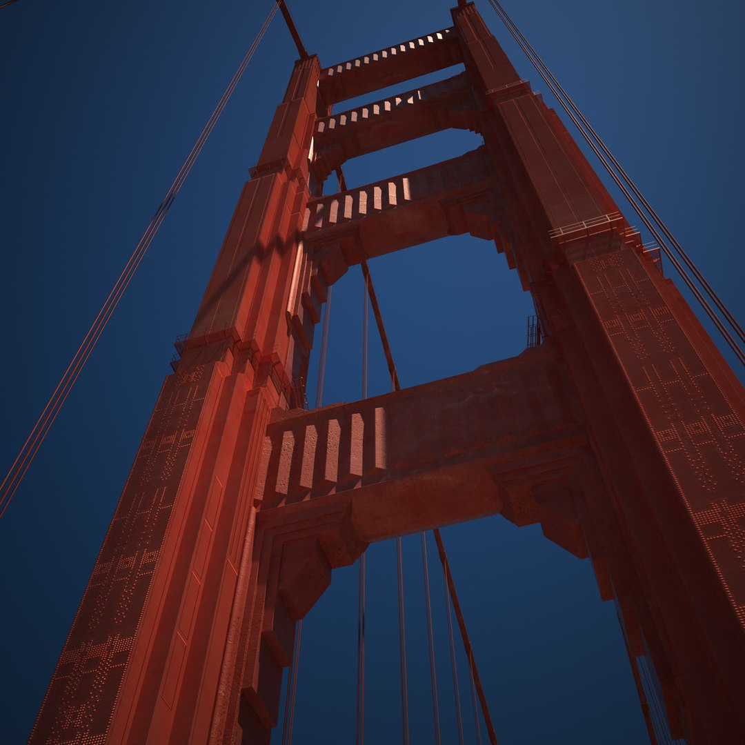 golden gate bridge architecture 3d model