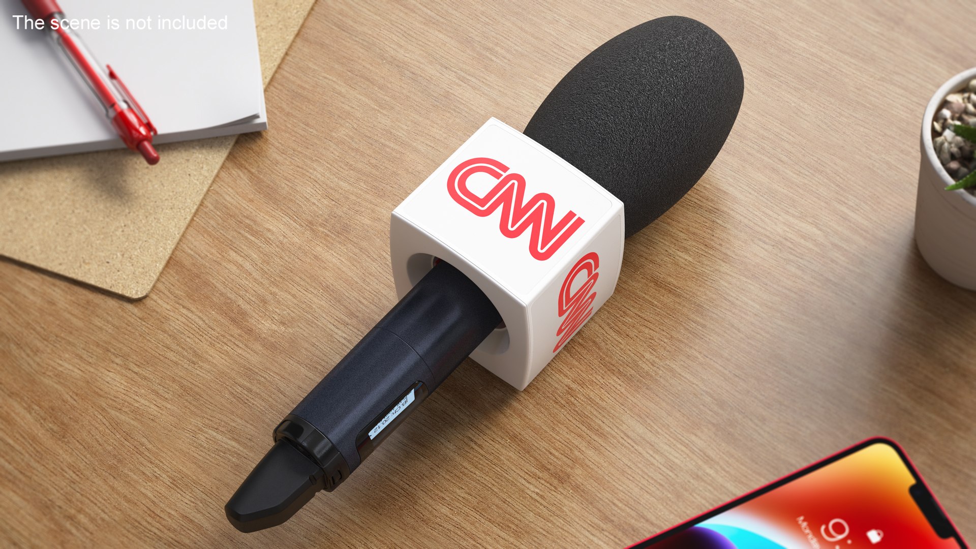 3D CNN News Reporter Wireless Microphone Square - TurboSquid 2164187