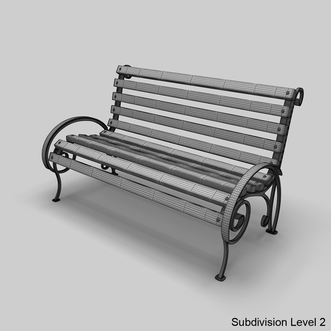 3d Model Forged Park Bench 1 Wood