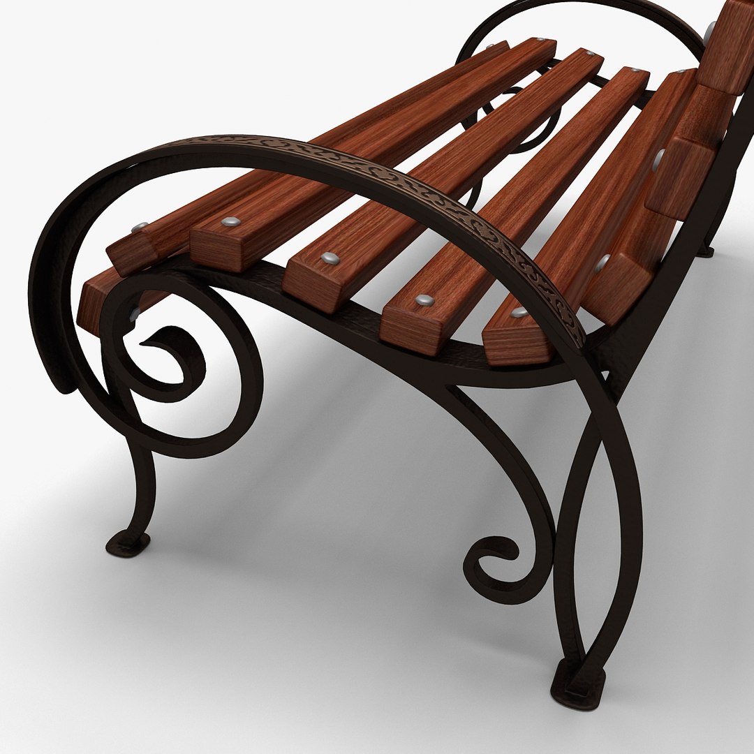 3d Model Forged Park Bench 1 Wood