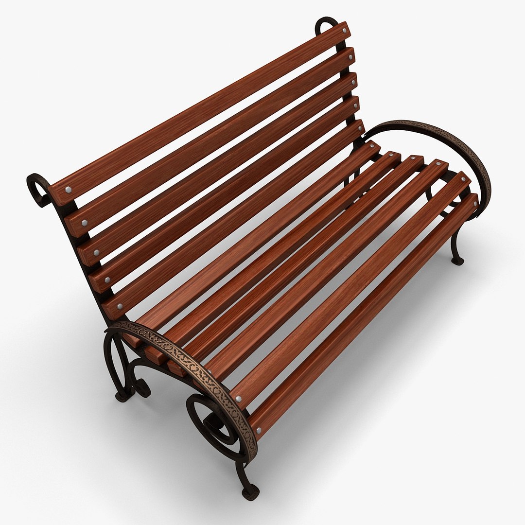 3d Model Forged Park Bench 1 Wood