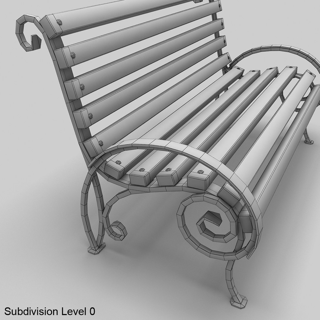 3d Model Forged Park Bench 1 Wood