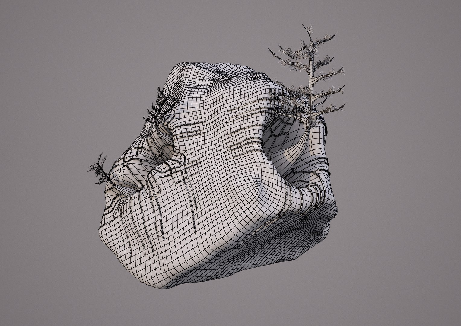 Small Trees Rock 3D Model - TurboSquid 1485575