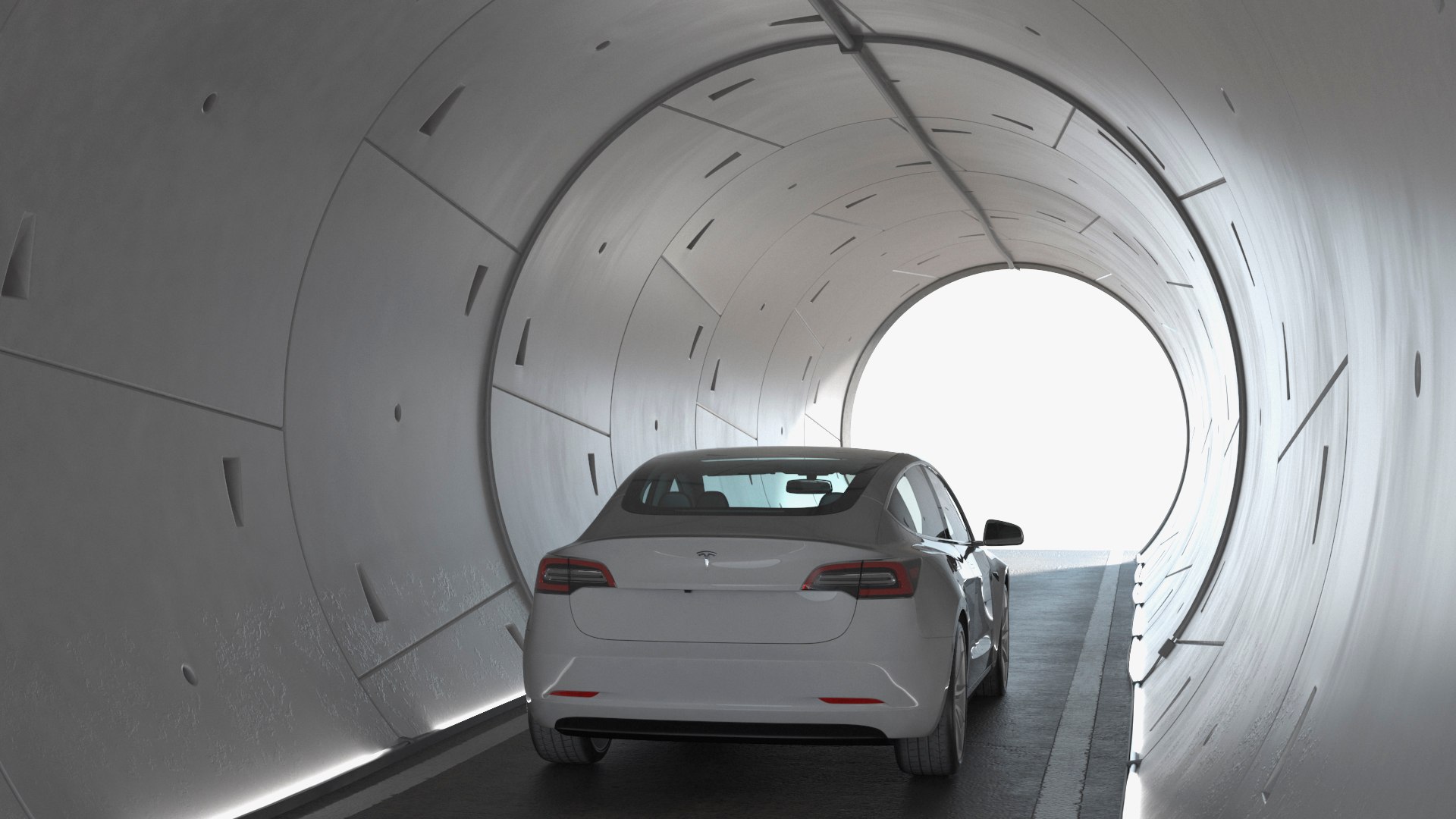 3D LVCC Underground Tesla Transport Tunnel And Tesla Model 3 ...