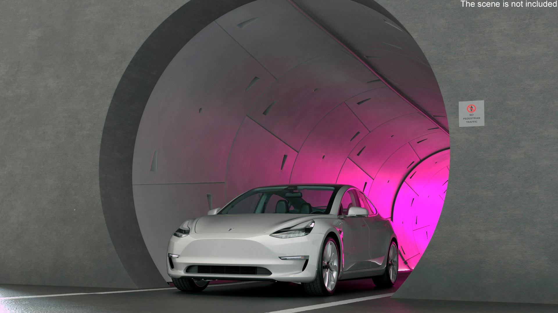 3D LVCC Underground Tesla Transport Tunnel And Tesla Model 3 ...