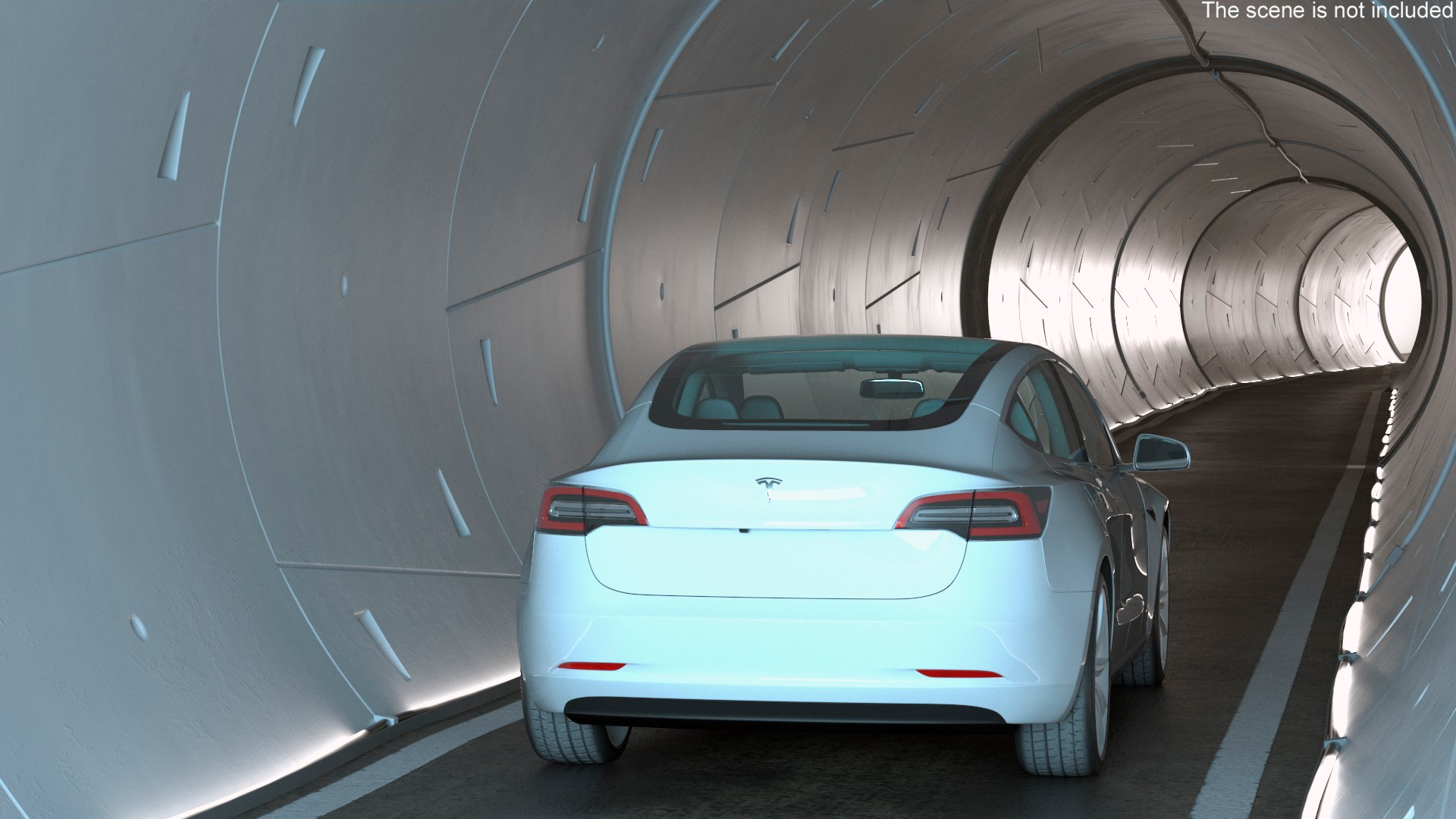 3D LVCC Underground Tesla Transport Tunnel And Tesla Model 3 ...