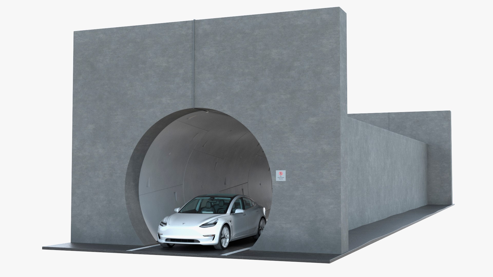 3D LVCC Underground Tesla Transport Tunnel And Tesla Model 3 ...