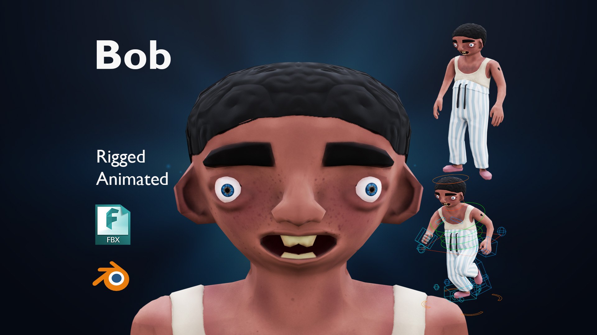 3D Bob - Rigged Animated Looney Character Low-poly model - TurboSquid ...