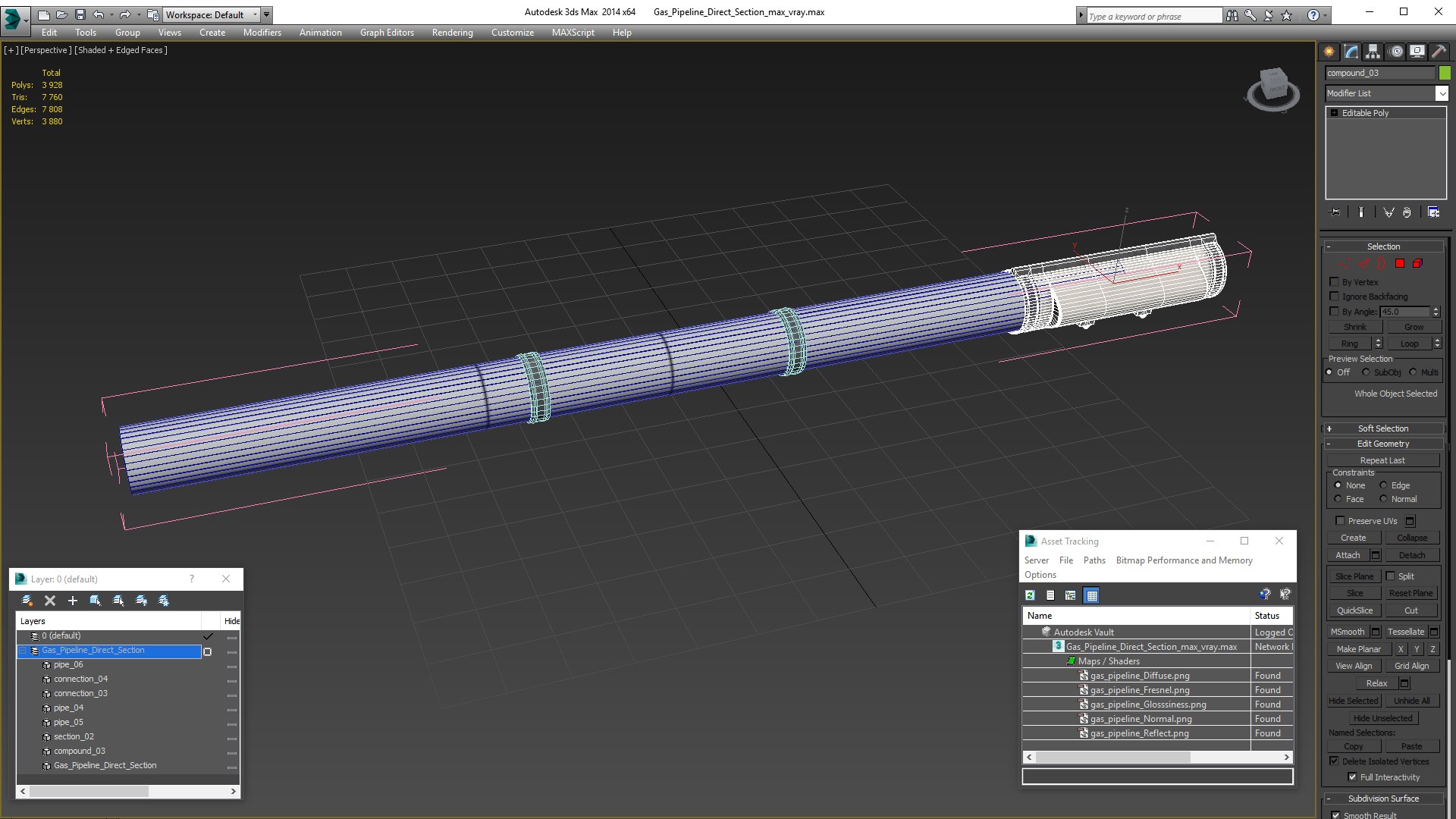 3D model Gas Pipeline Direct Section - TurboSquid 1900302