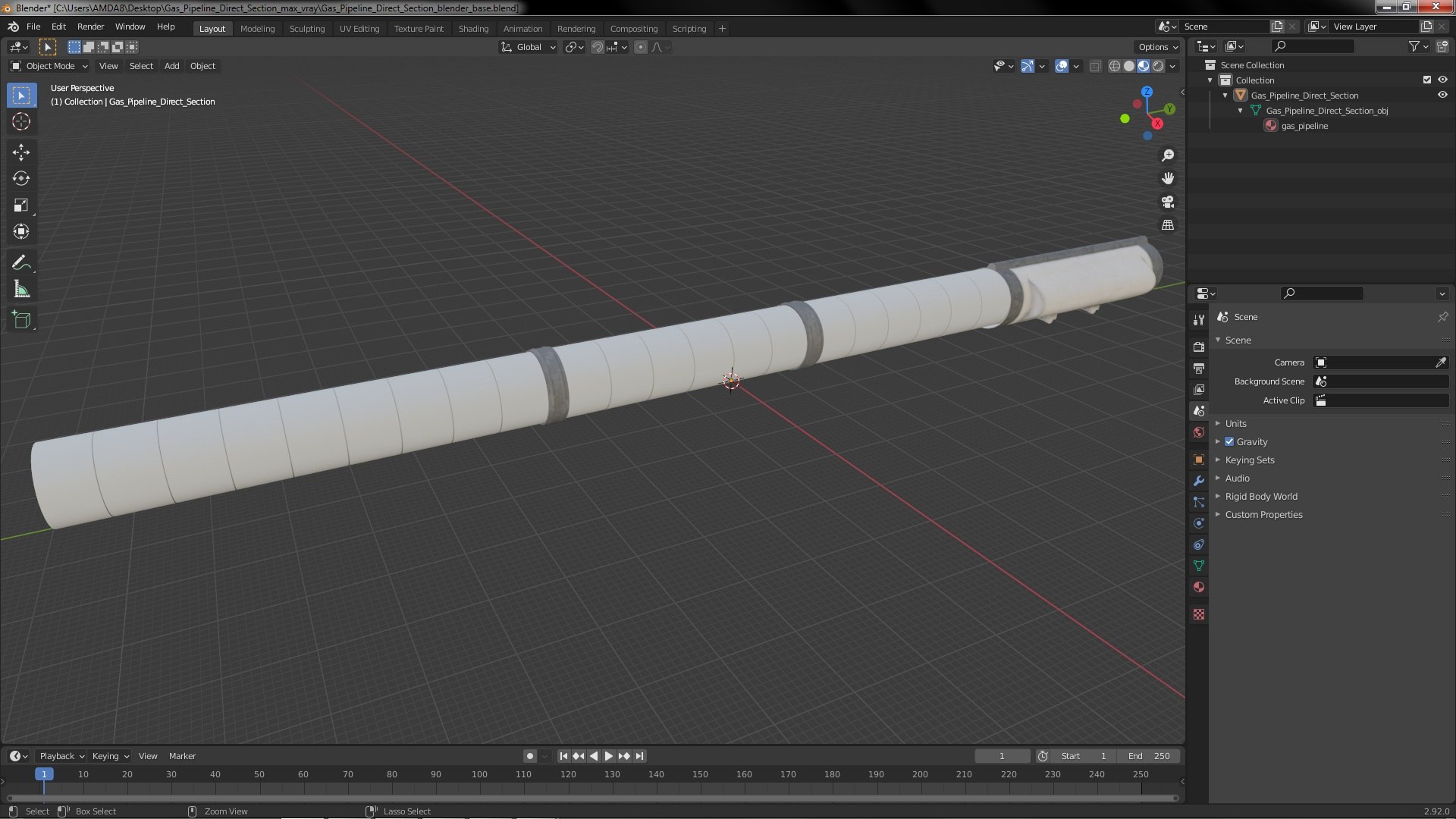 3D model Gas Pipeline Direct Section - TurboSquid 1900302