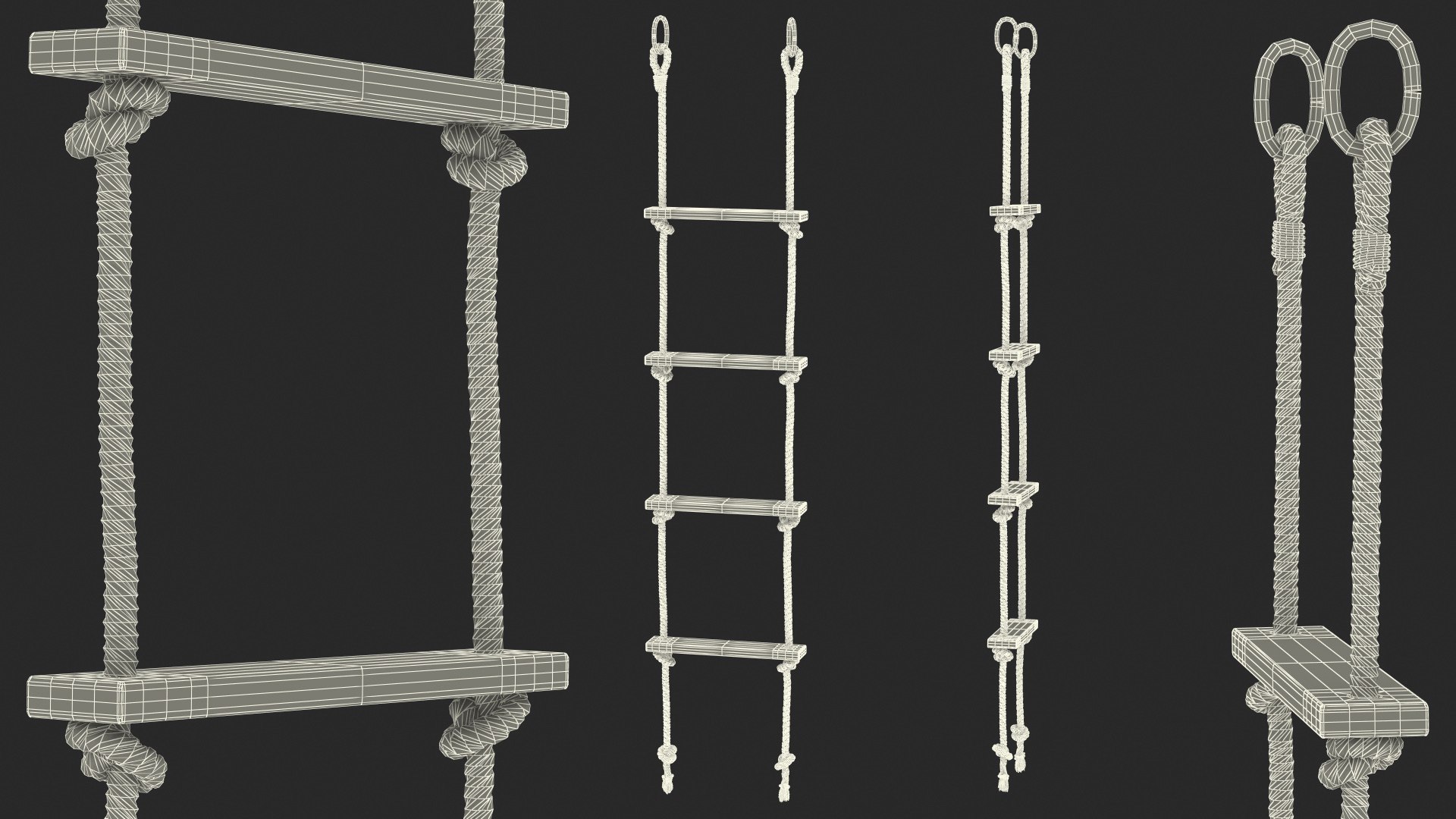 Rope ladder wooden rungs 3D model - TurboSquid 1671739