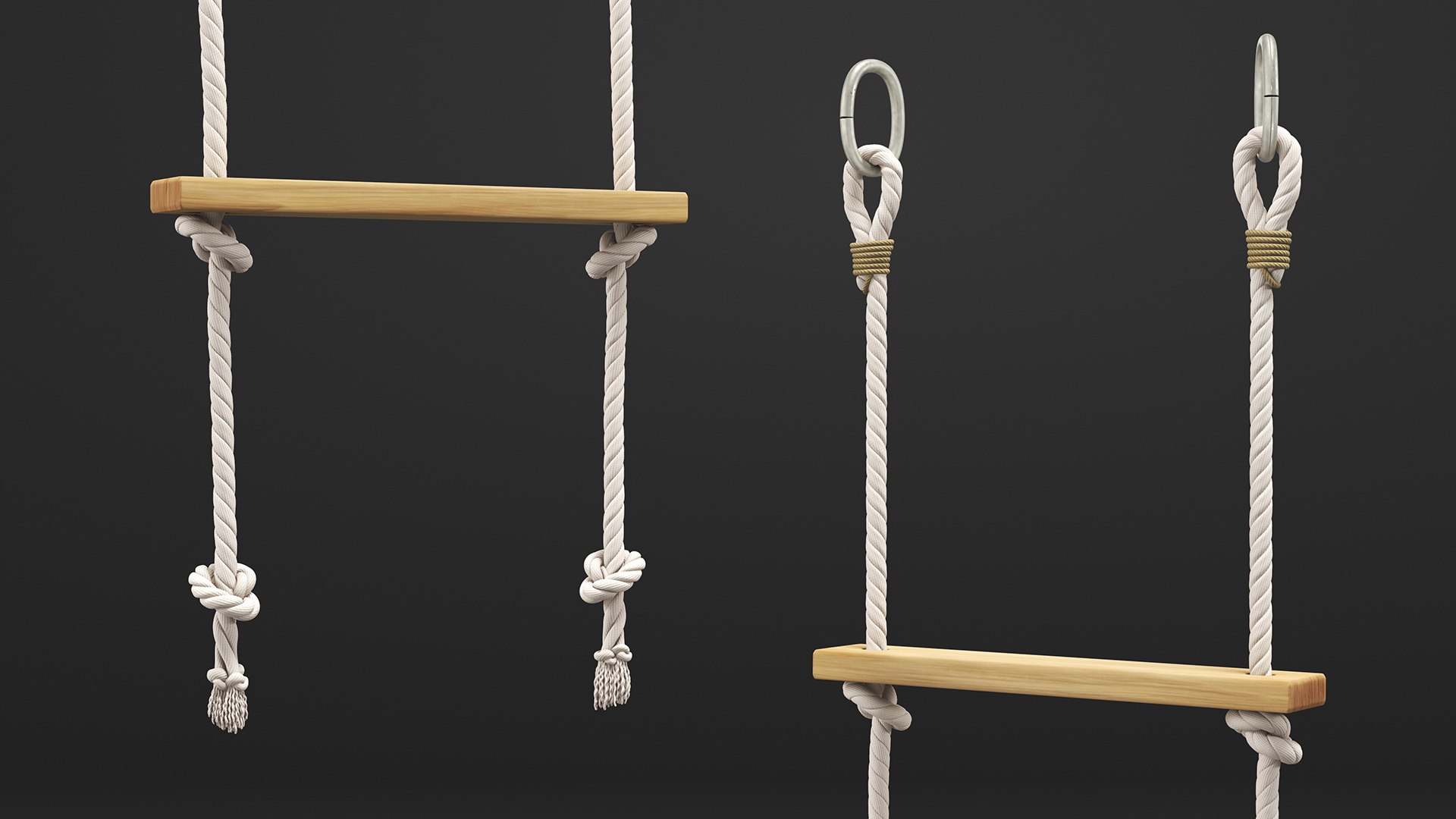 Rope Ladder Wooden Rungs 3D Model - TurboSquid 1671739