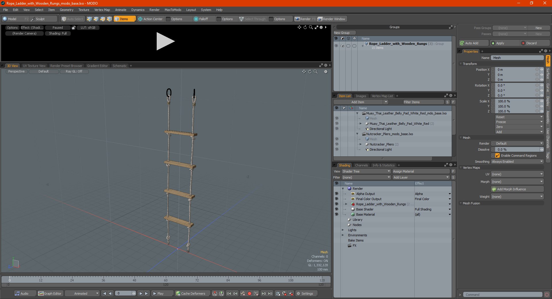 Rope ladder wooden rungs 3D model - TurboSquid 1671739