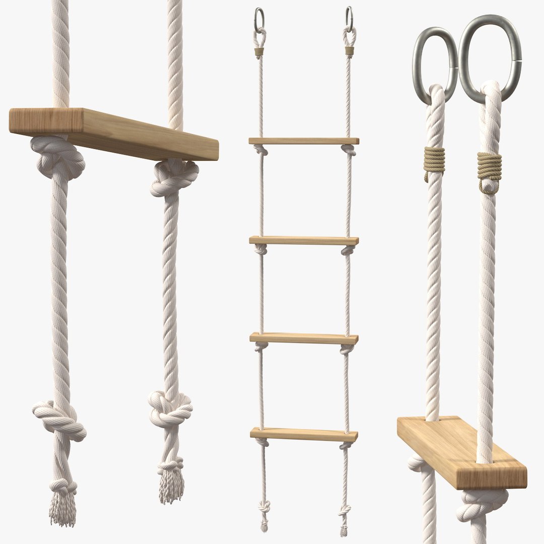Rope ladder wooden rungs 3D model - TurboSquid 1671739