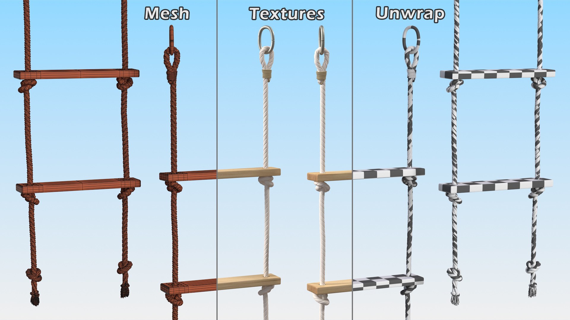 Rope Ladder Wooden Rungs 3D Model - TurboSquid 1671739