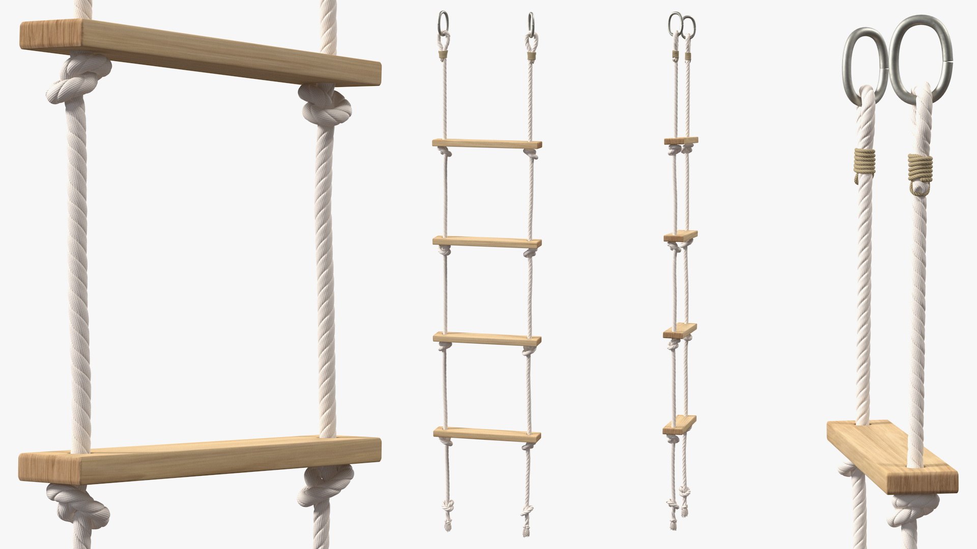 Rope ladder wooden rungs 3D model - TurboSquid 1671739