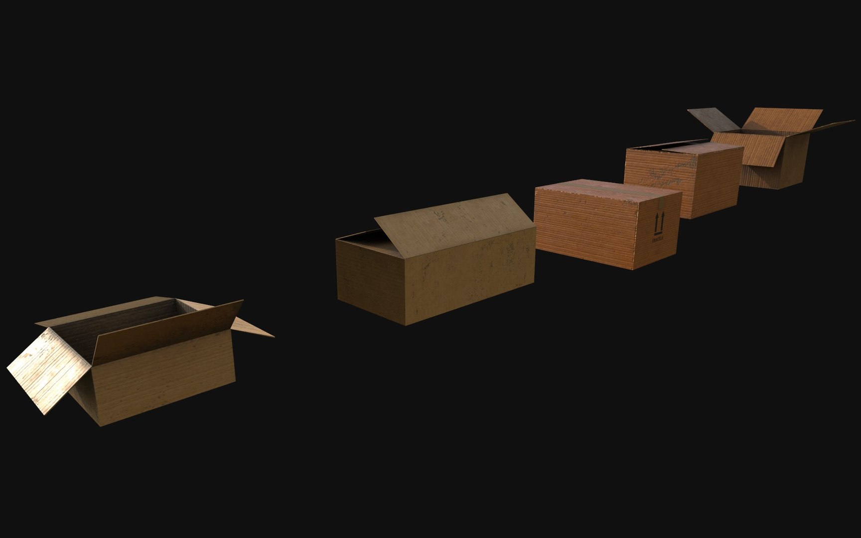 Cardboard boxes model - TurboSquid 1670828