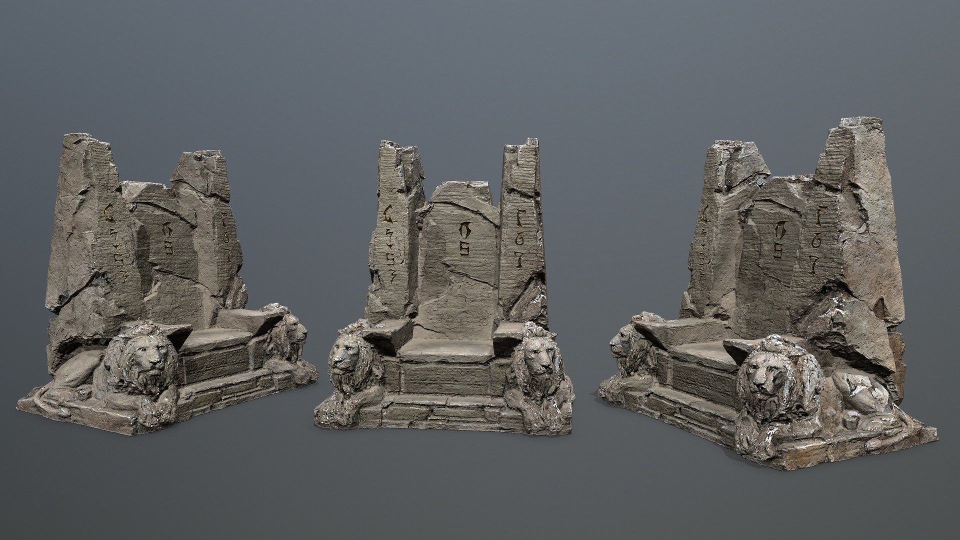 3D Lion Stone Throne Model - TurboSquid 2355506