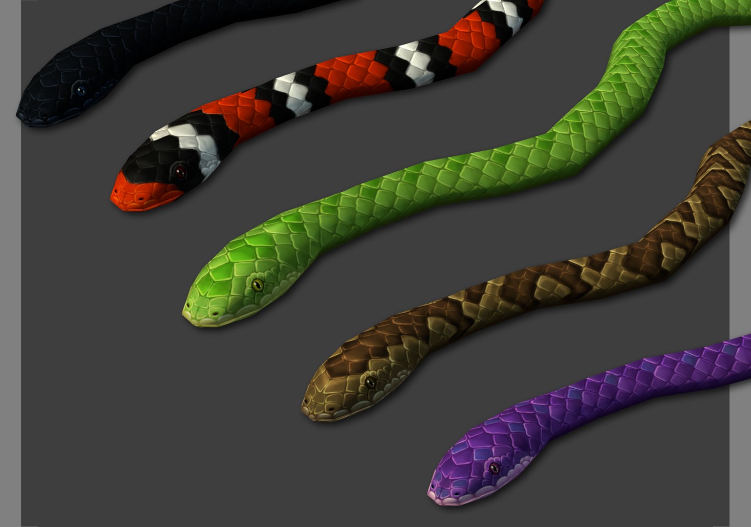 3d Model Snakes Pack Animations