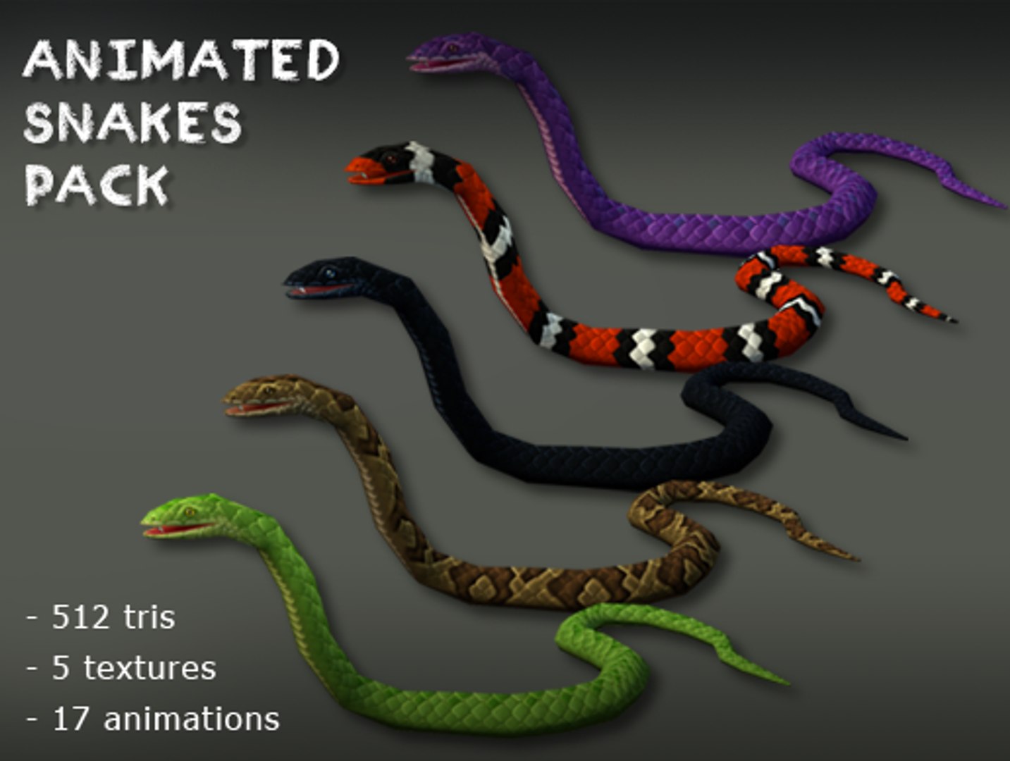3d Model Snakes Pack Animations