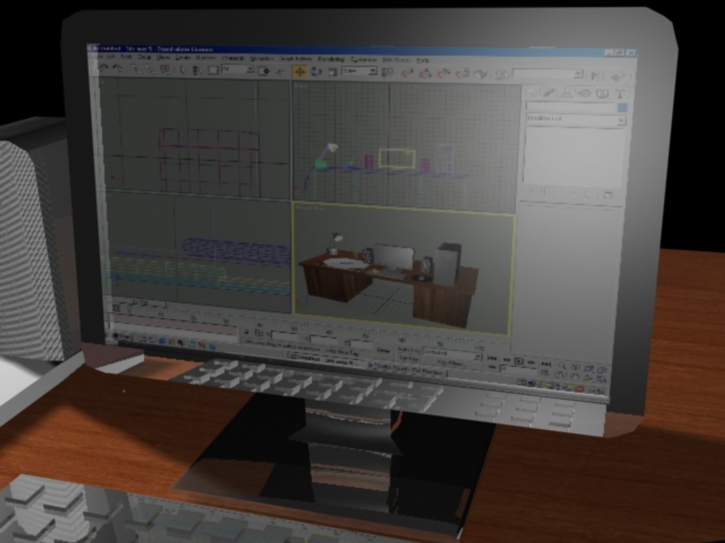 3d table office computer model