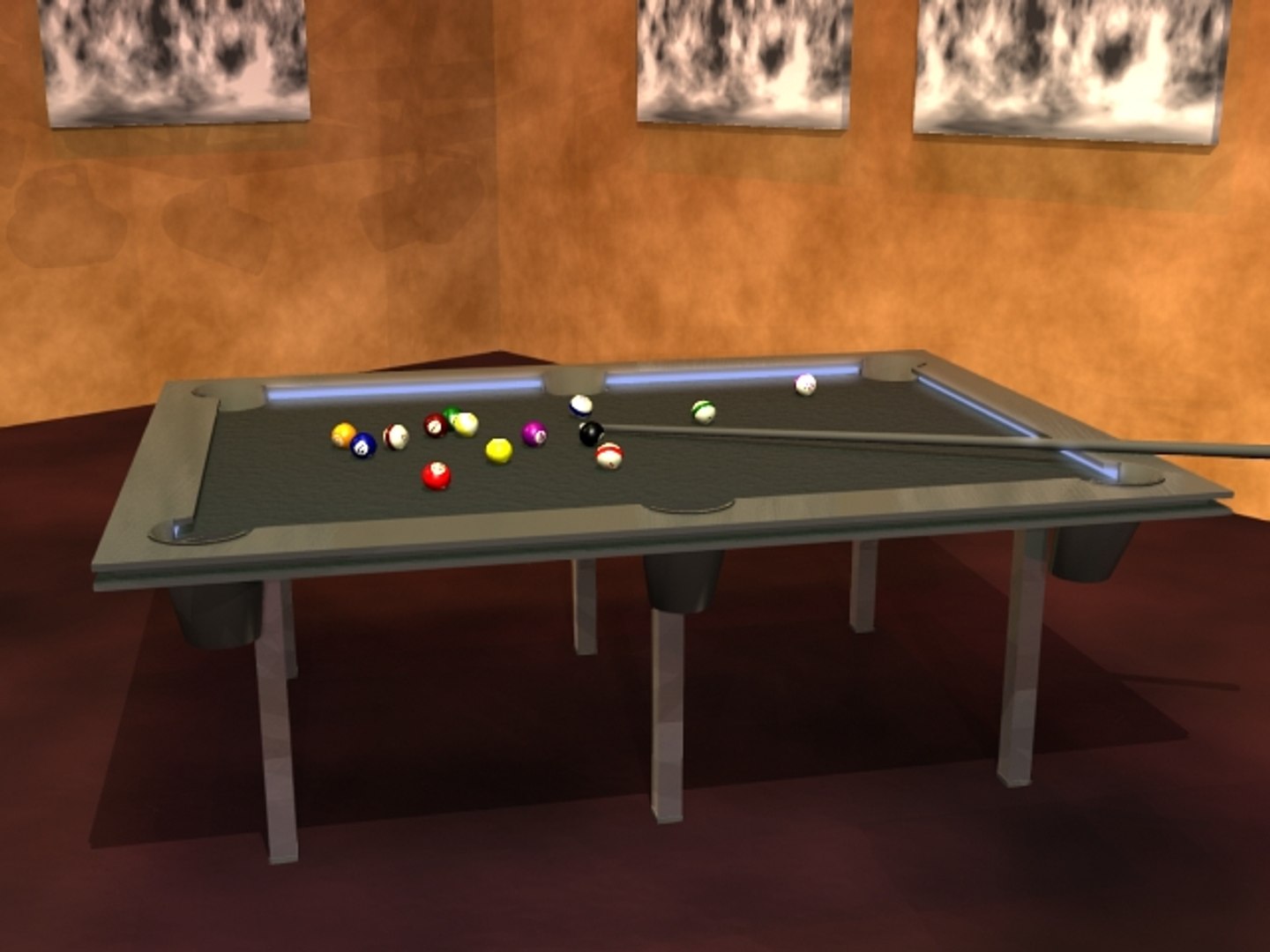 Modern-style Pool Table 3d Lwo