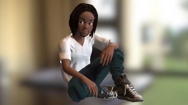 modelo 3d V2 Cartoon Man 1 Black Character 3D Yound African-- HQ ...