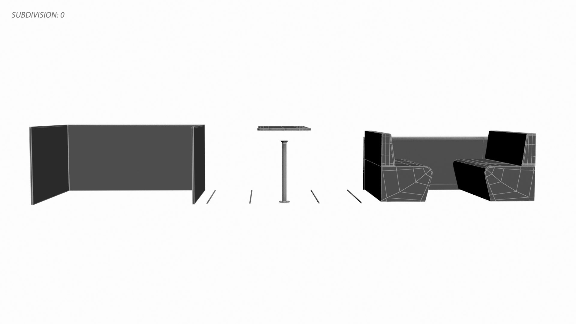 3D Restaurant Booth Seating Model - TurboSquid 2332528