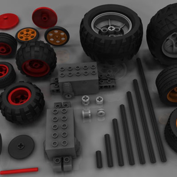 technic engine wheels 3d model